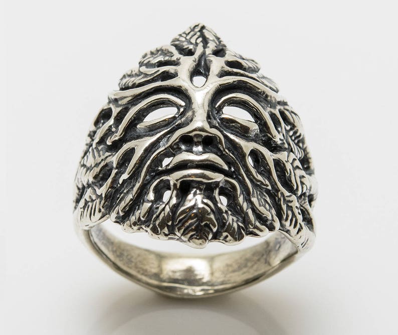 Green Man Ring in Sterling Silver | Etsy