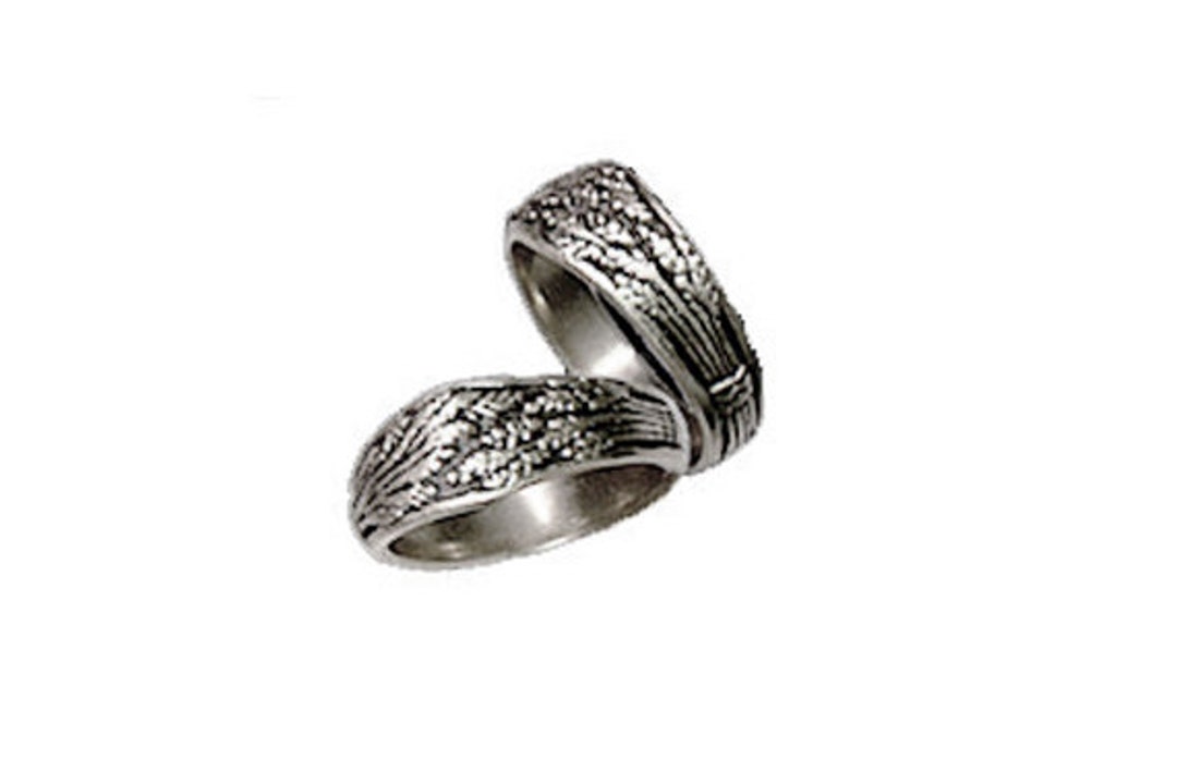 Wheat Sheaf Wedding Ring Set in Sterling Silver - Etsy