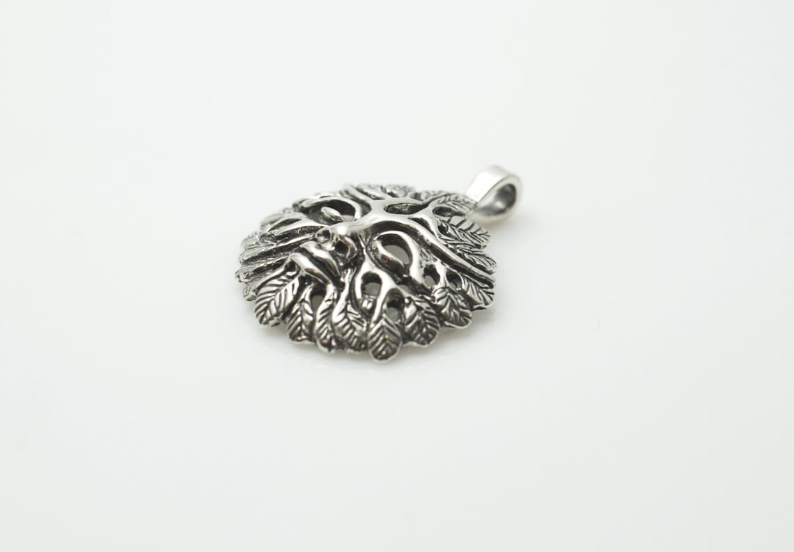 Green Man Pendant in Sterling Silver - Etsy