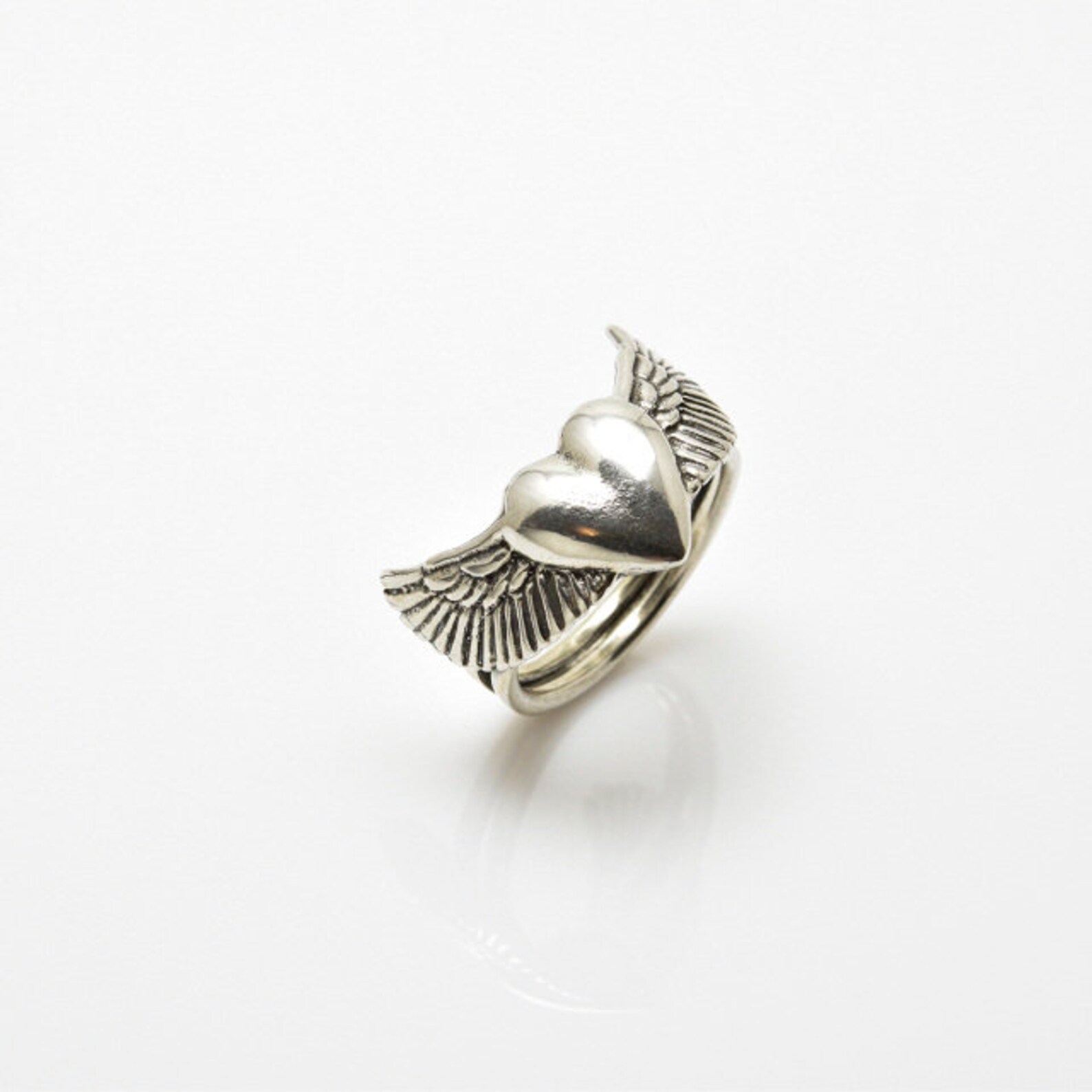 Winged Heart Sterling Ring | Etsy