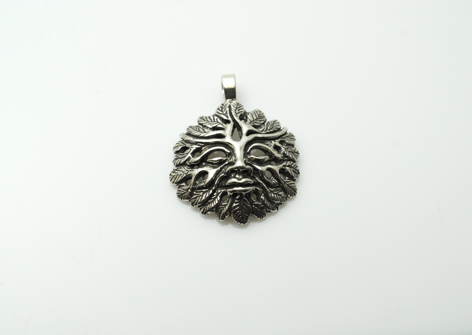 Green Man Pendant in Sterling Silver - Etsy