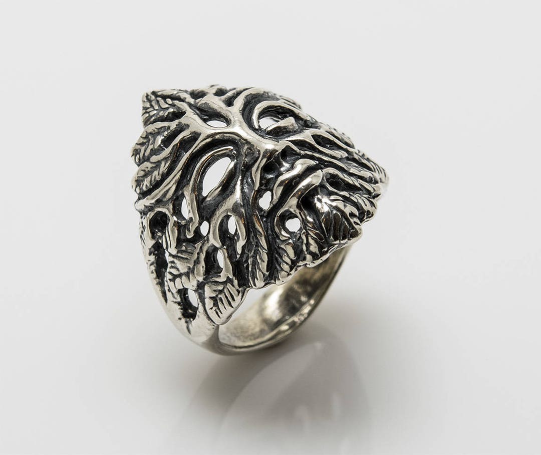 Green Man Ring in Sterling Silver - Etsy