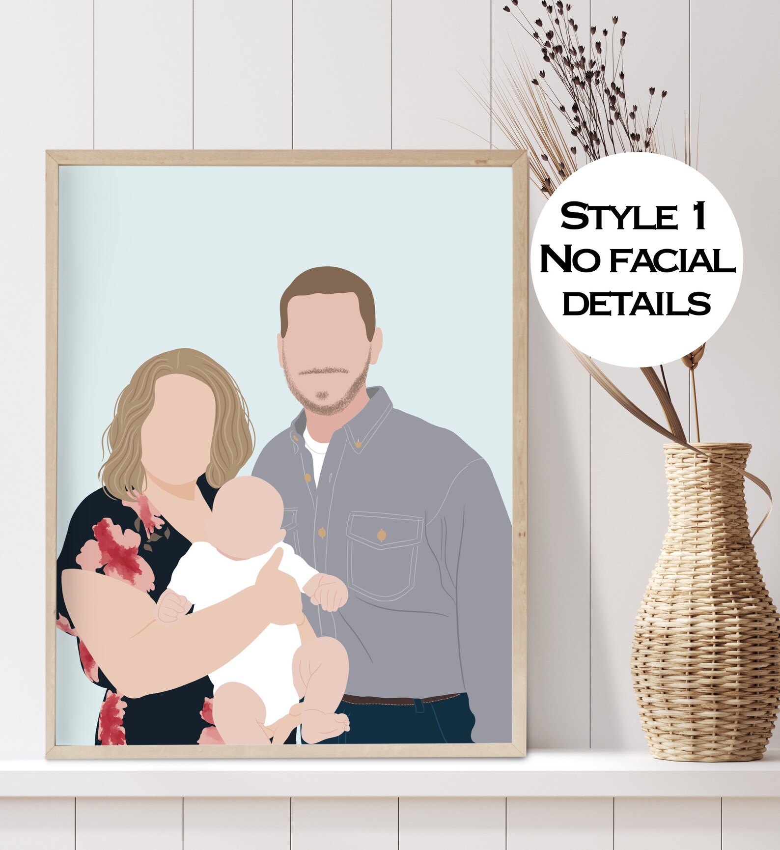 Custom Faceless Digital Drawing From Photo With Background - Etsy