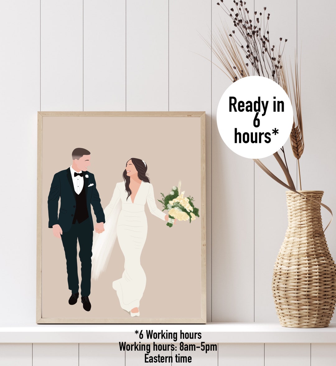 Custom Faceless Digital Drawing From Photo With Background Wedding ...