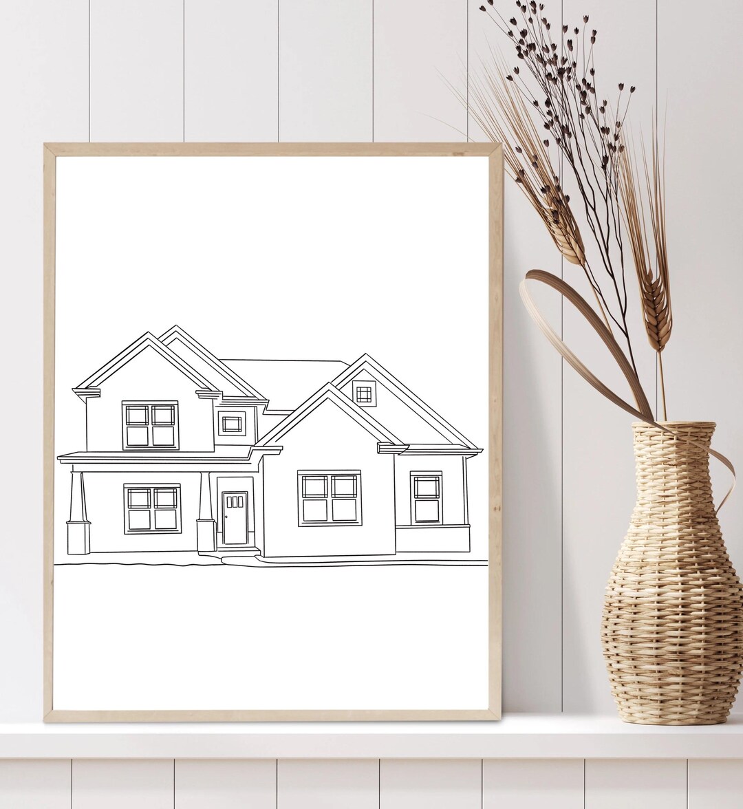 Custom House Line Drawing From Photo - Custom First House Outline ...