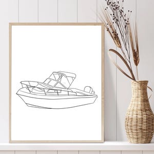 Boat Line Drawing From Photo - Custom Boat Outline Portrait - Boat One ...