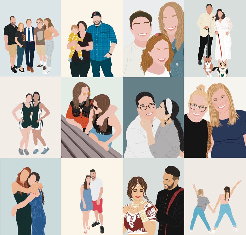 Custom Faceless Digital Drawing From Photo With Background - Etsy