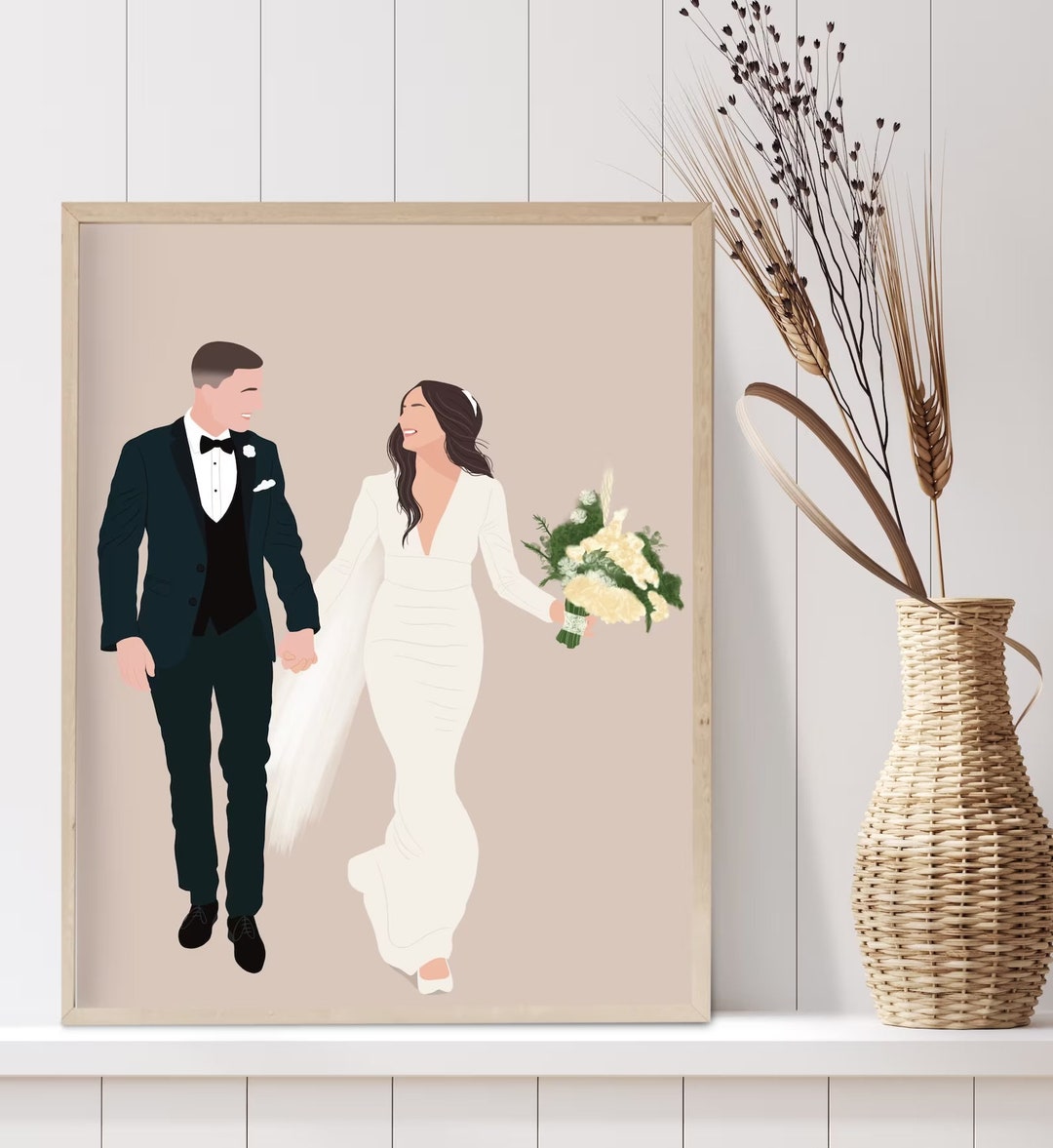 Custom Faceless Digital Drawing From Photo With Background Wedding ...