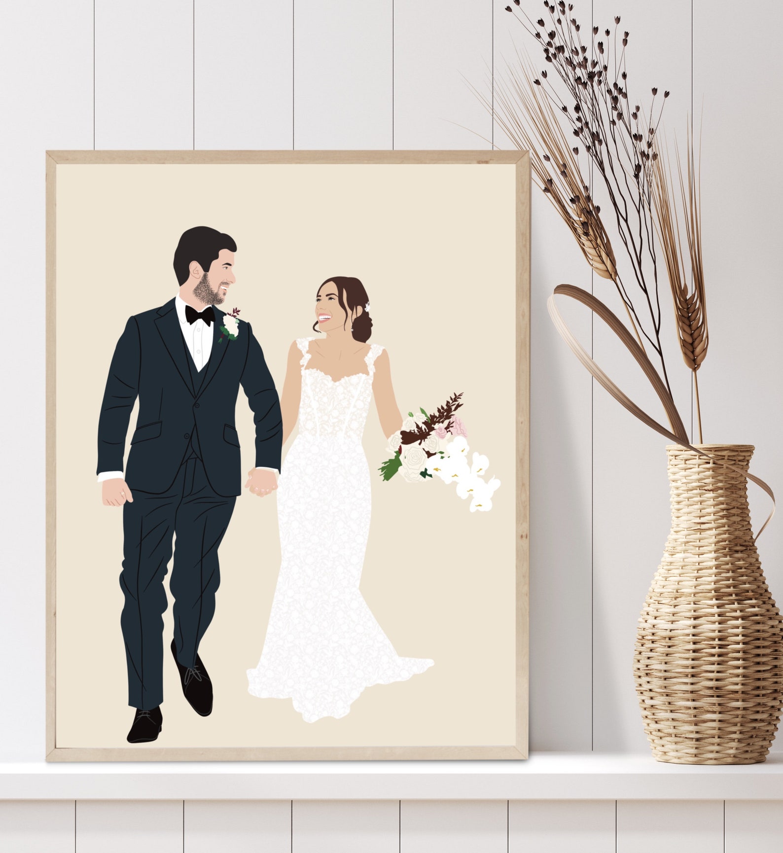 Custom Faceless Digital Drawing From Photo With Background | Wedding ...