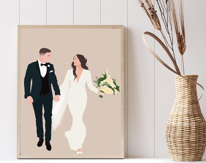 Custom Faceless Portrait, Custom Illustration, Couple Portrait, Wedding ...