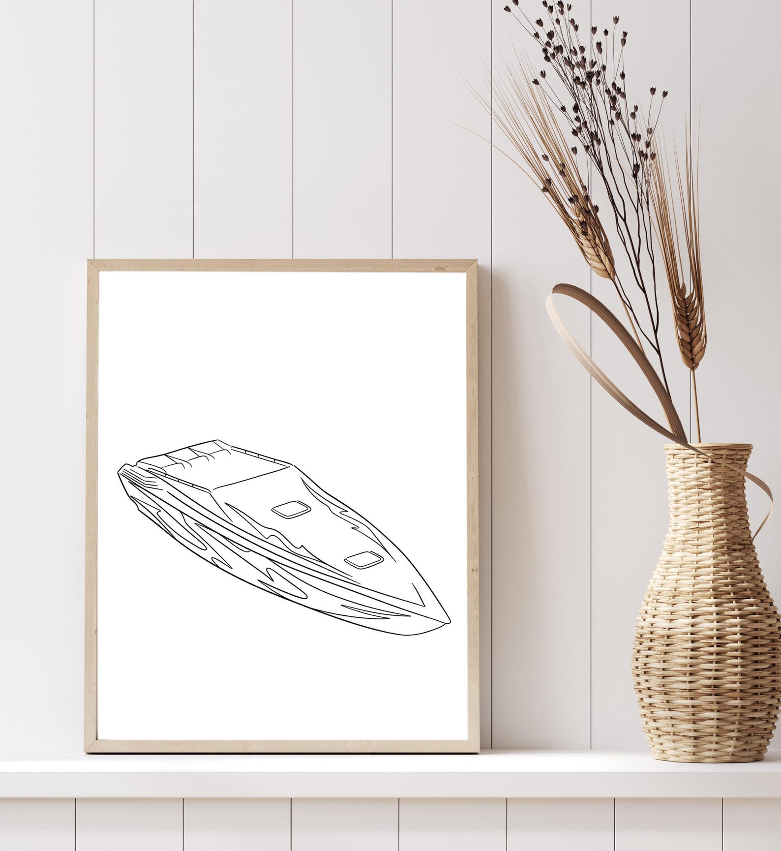 Boat Line Drawing From Photo - Custom Boat Outline Portrait - Boat One ...