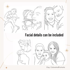 Personalized Line Drawing From Photo, Custom Family Outline Portrait ...