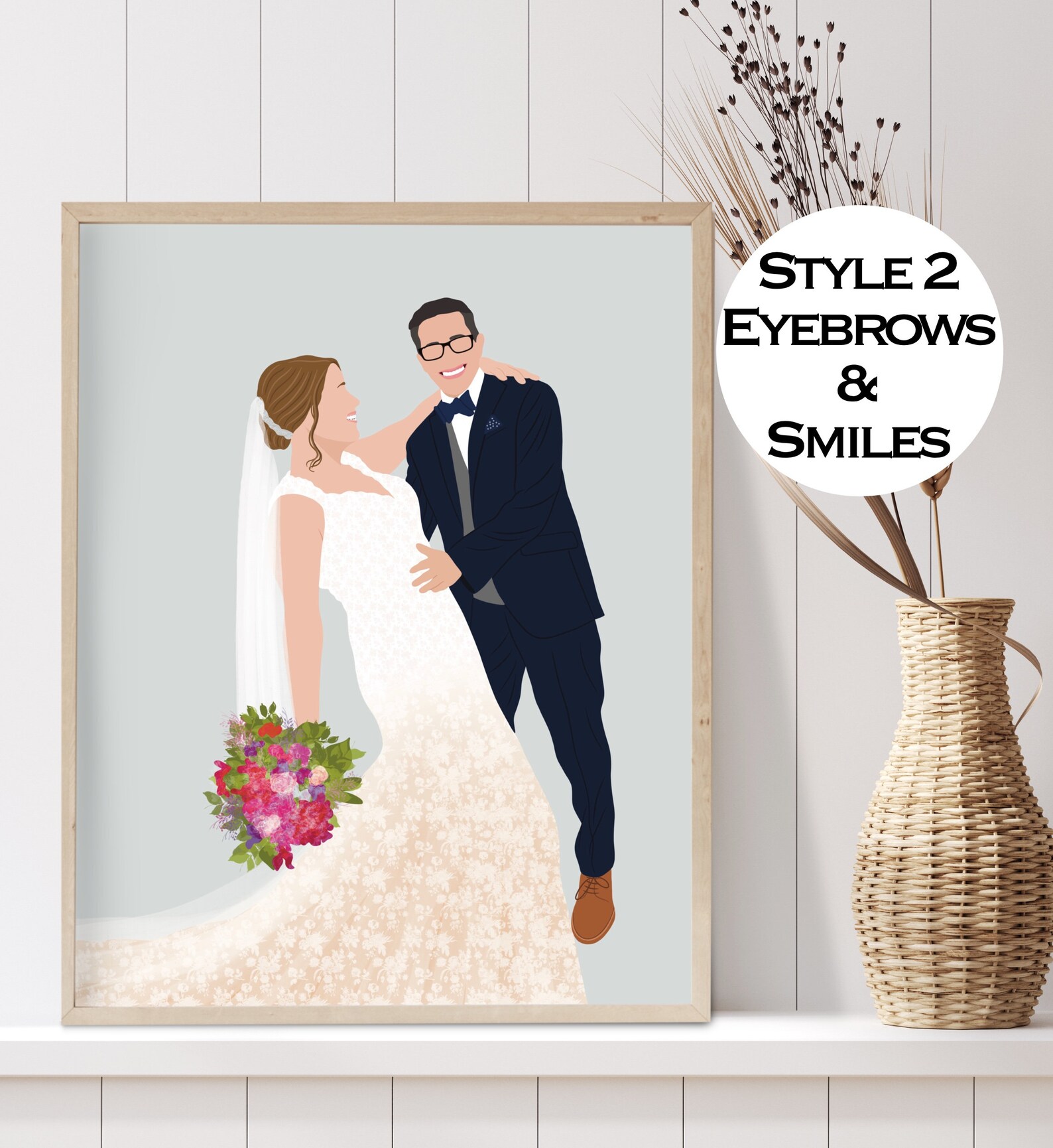 Custom Faceless Digital Drawing From Photo With Background Wedding ...