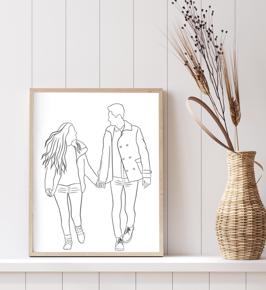 Personalized Line Drawing From Photo, Custom Family Outline Portrait ...