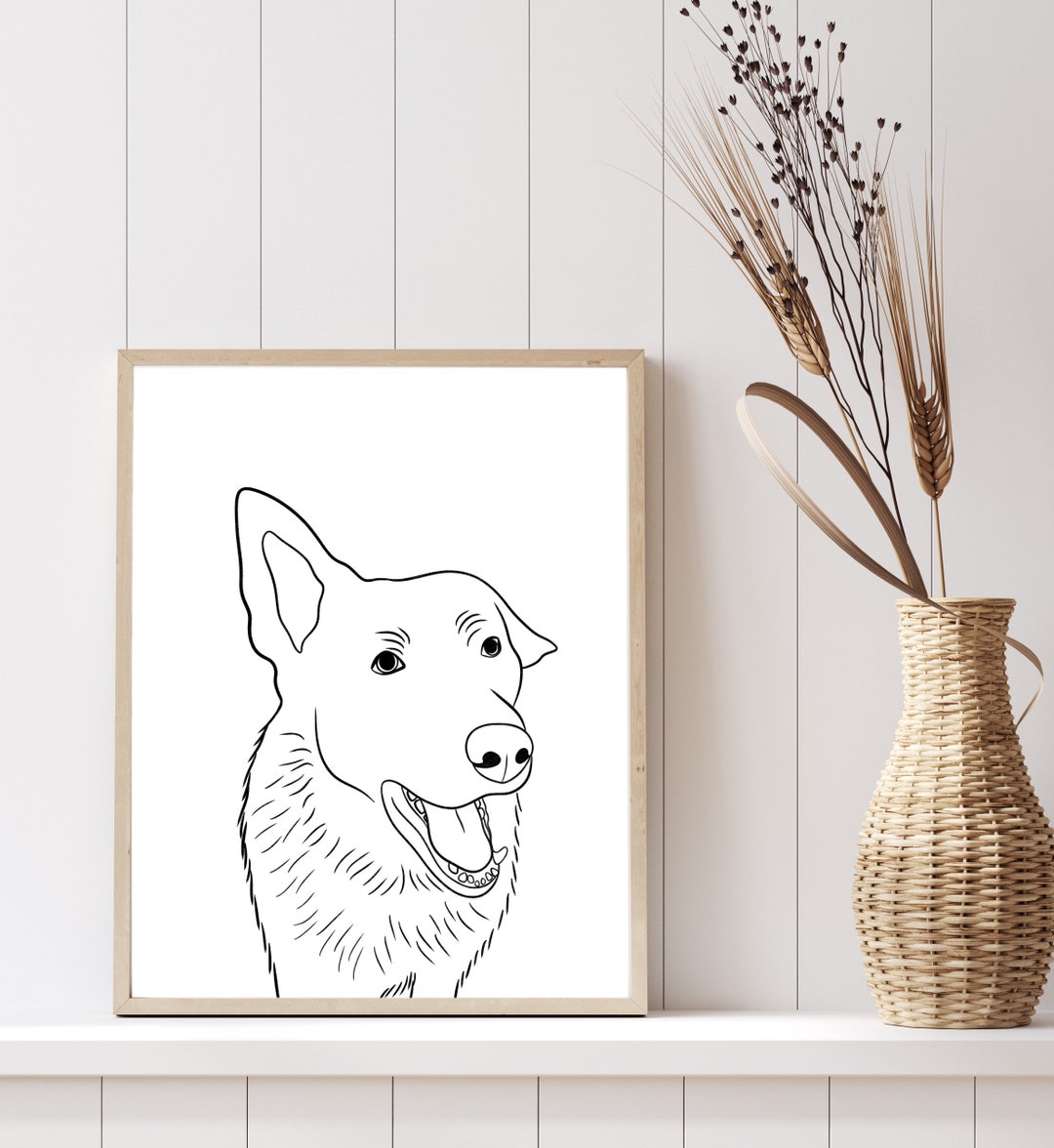 Personalized Dog Line Art Drawing From Photo Custom Pet Outline ...