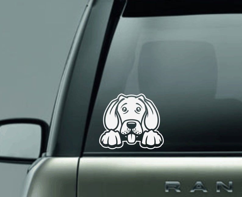 Peeking Dog Decal, Dog Car Window Decal, Vinyl Window Decal, St ...