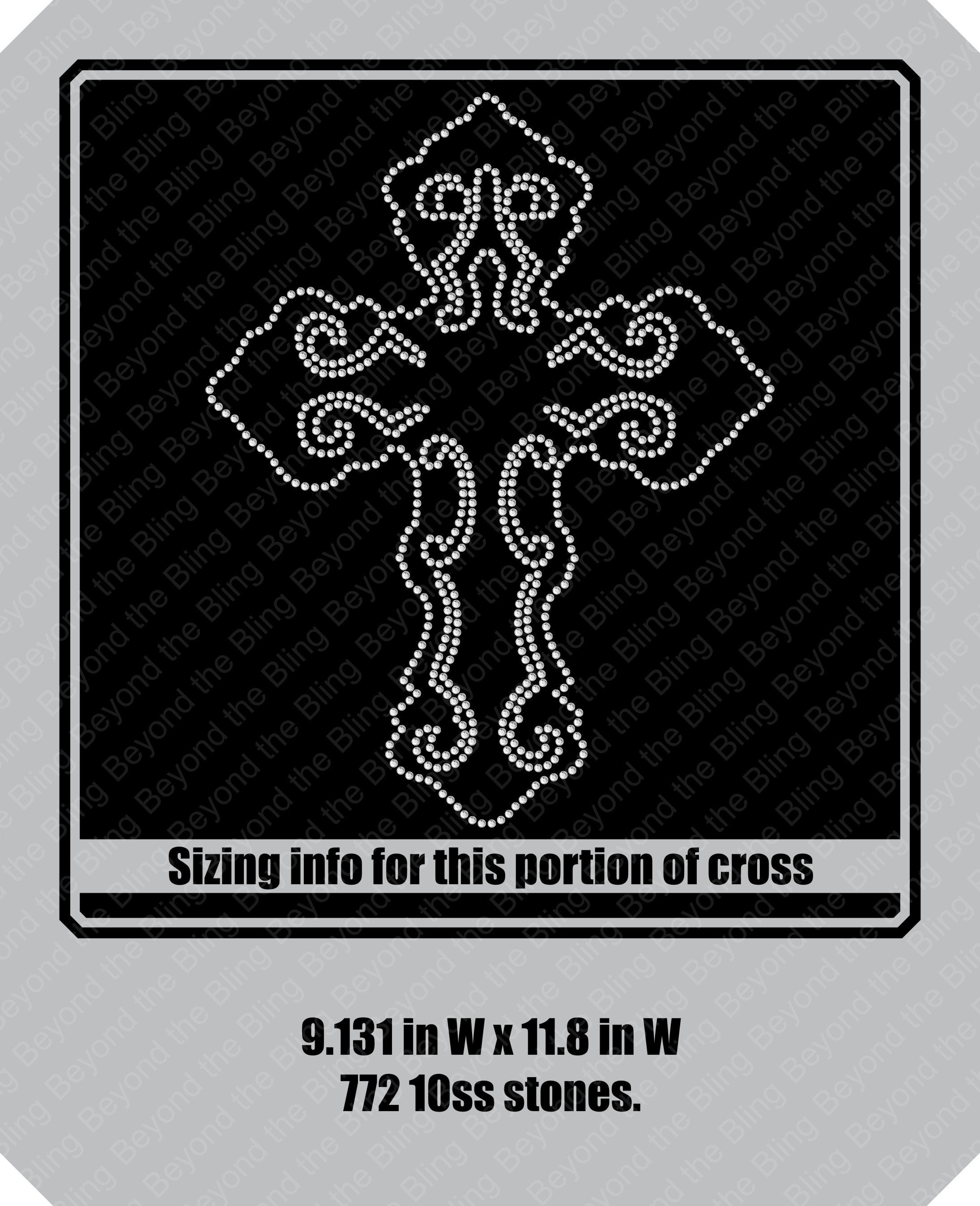 Rhinestone Cross Scrolls Heart Instant Download SVG, Fancy Cross Bling ...