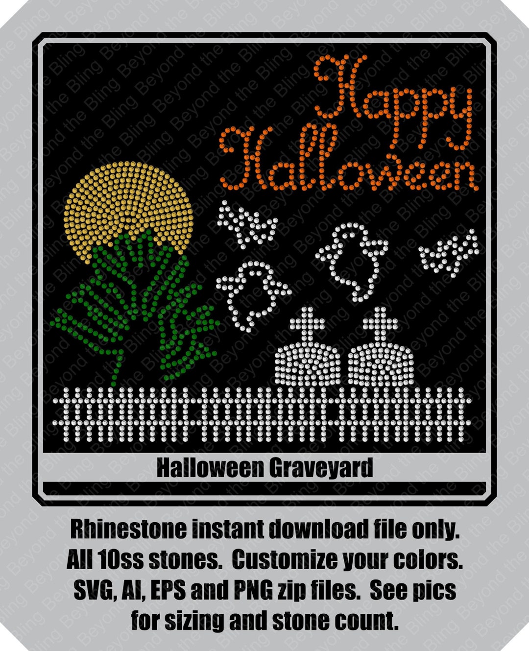 Rhinestone Halloween Graveyard Instant Download SVG File, Halloween ...