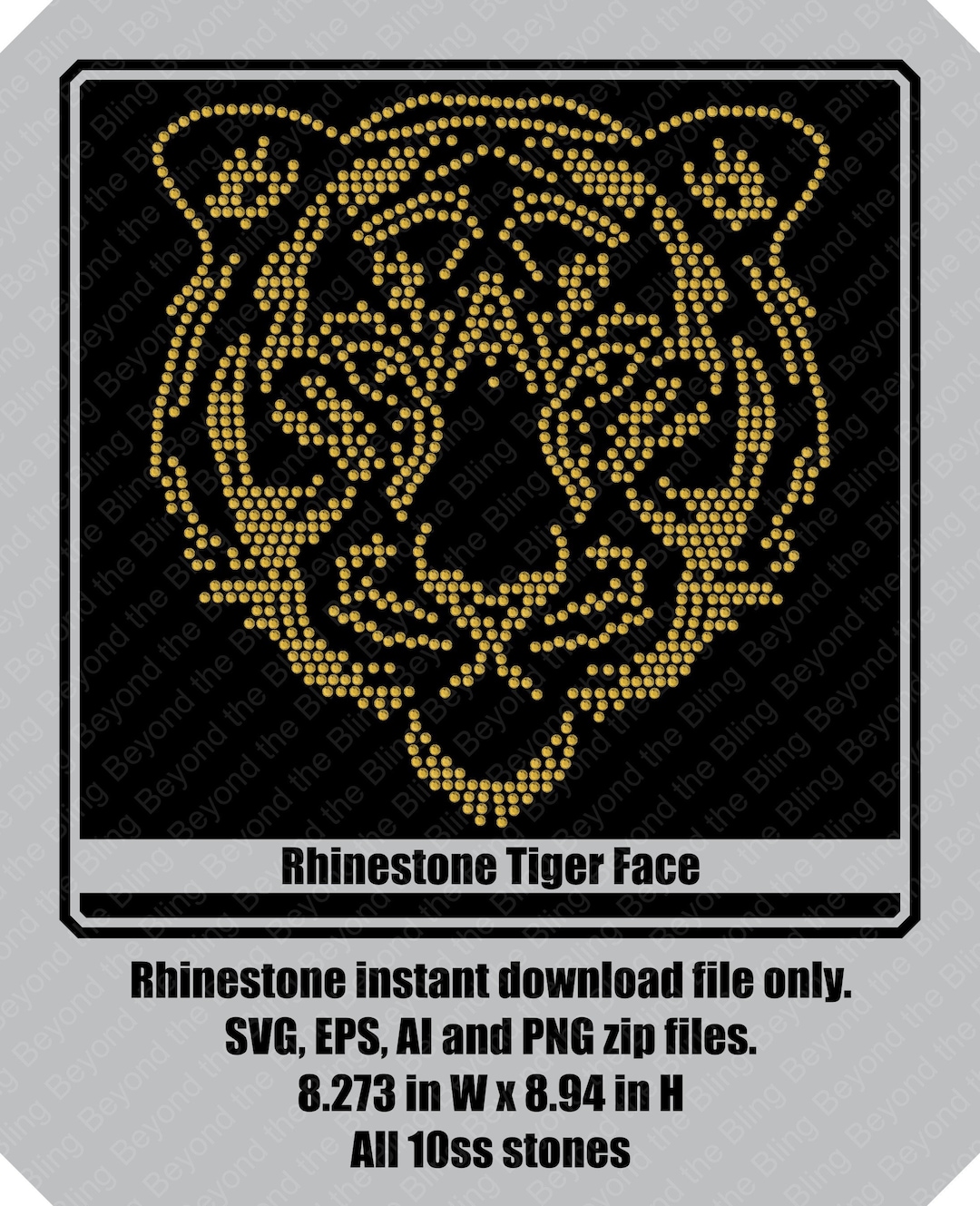 Tiger Head Rhinestone Download Template DIY Tiger Head Rhinestone Bling ...