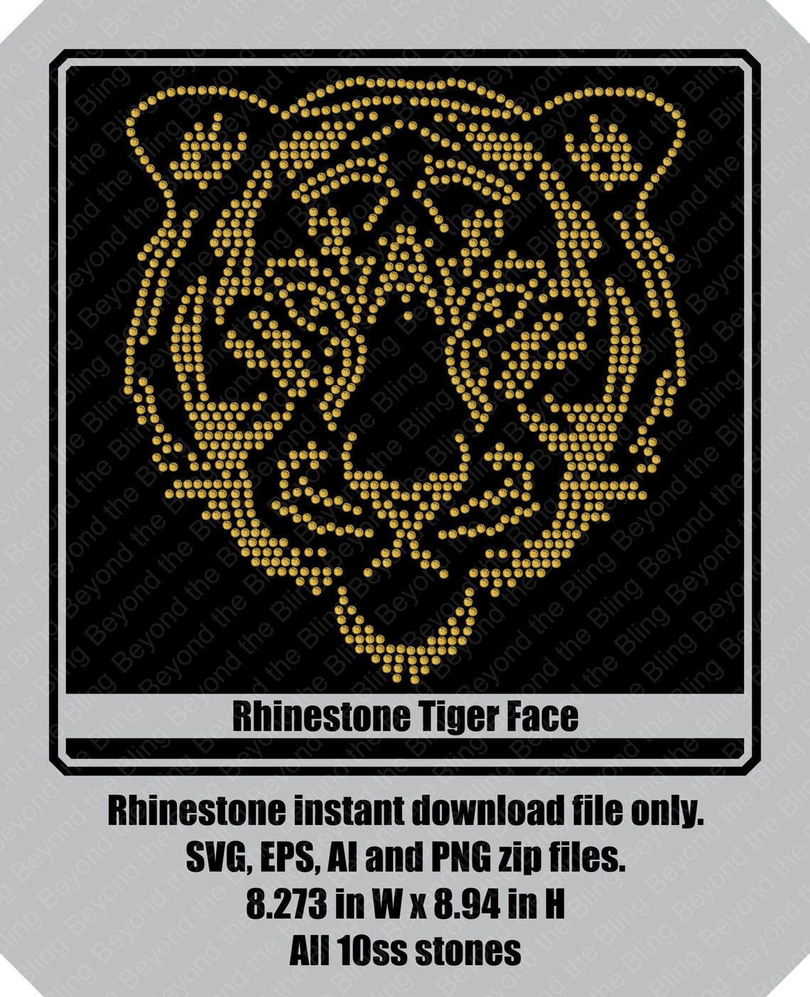 Tiger Head Rhinestone Download Template DIY Tiger Head Rhinestone Bling ...