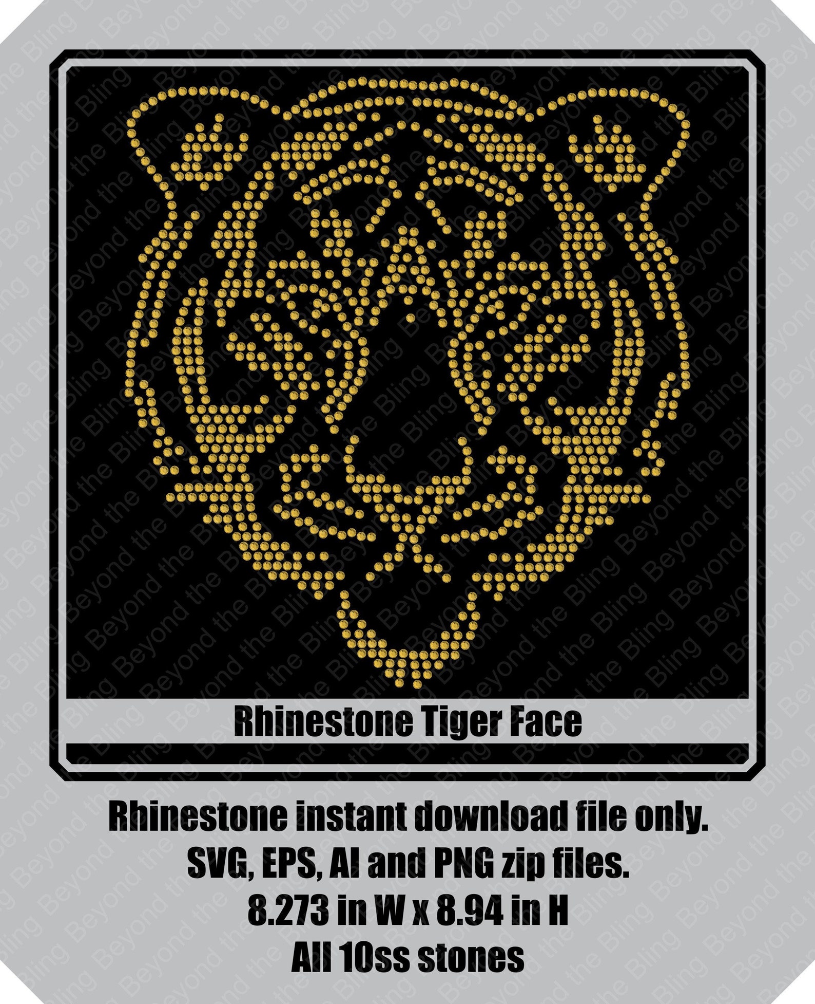 Tiger Head Rhinestone Download Template DIY Tiger Head Rhinestone Bling ...