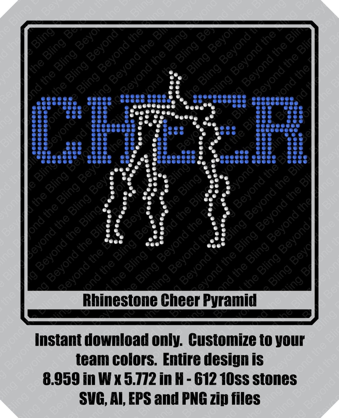 Rhinestone Cheer Pyramid Instant Download SVG, Cheerleader Pyramid ...