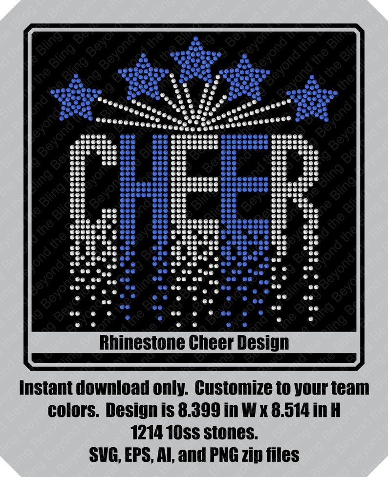 Rhinestone Cheer Dripping Stones Shooting Stars Scatter Bling Instant ...