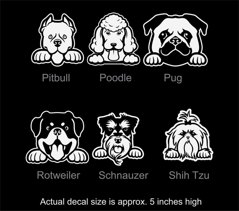Peeking Dog Breed Car Window Decal, Dog Car Window Decal, Pitbull ...