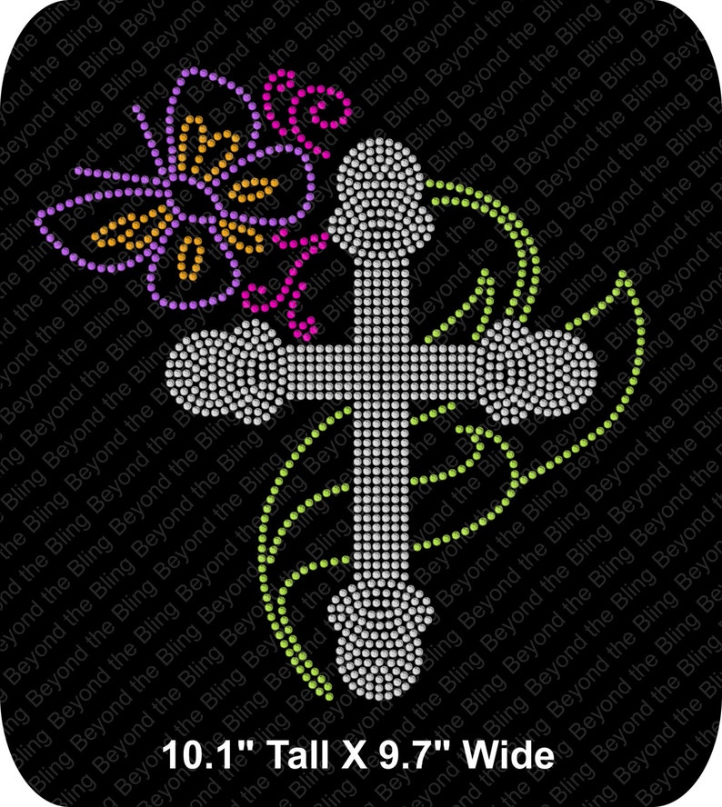 Cross Butterfly DIY Rhinestone Bling Download Template Cross - Etsy