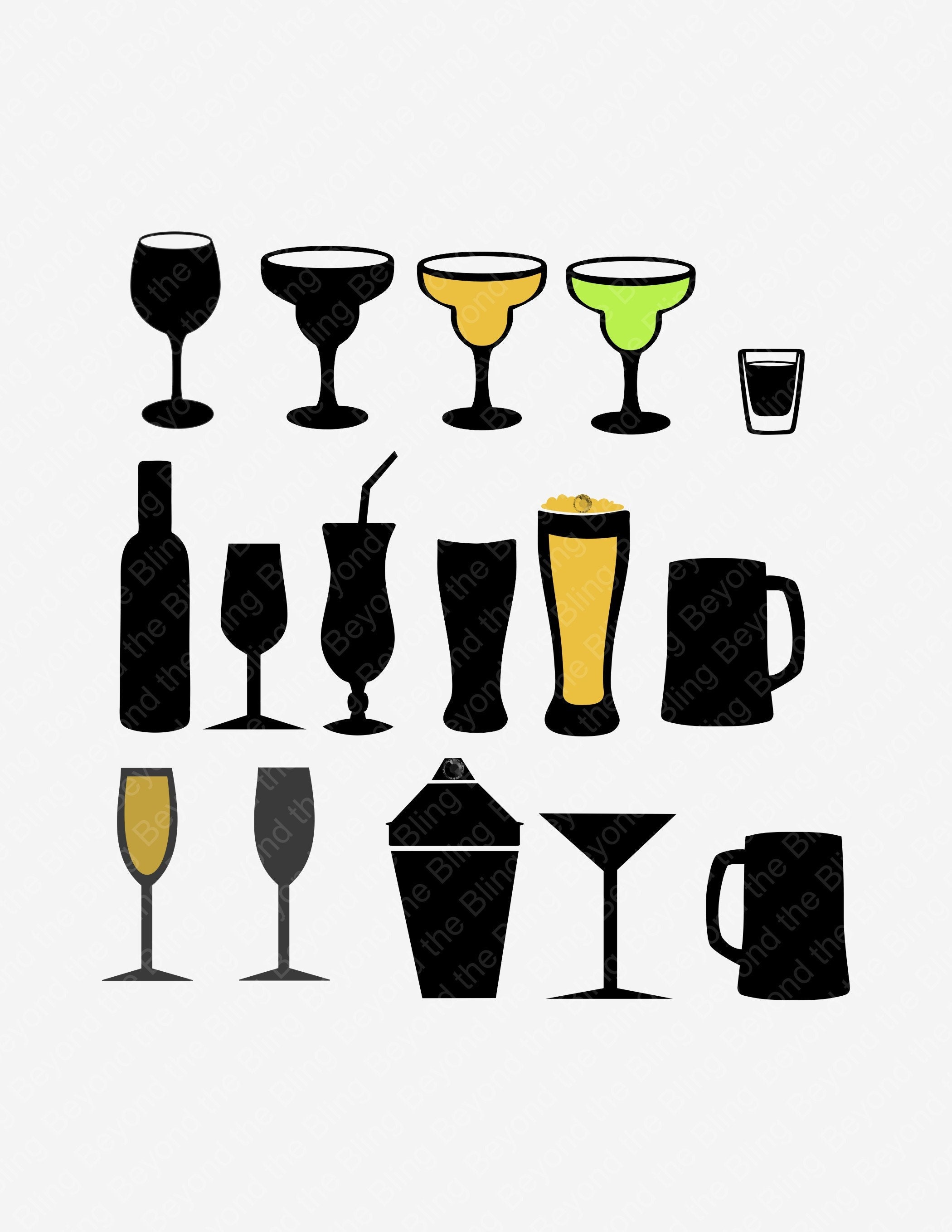 Drinking Glasses Svg Download File Barware Svg File - Etsy