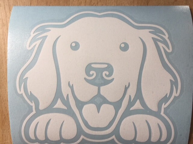 Car Window Decal, Peeking Dog Car Window Decal, Golden Retriever, Great ...