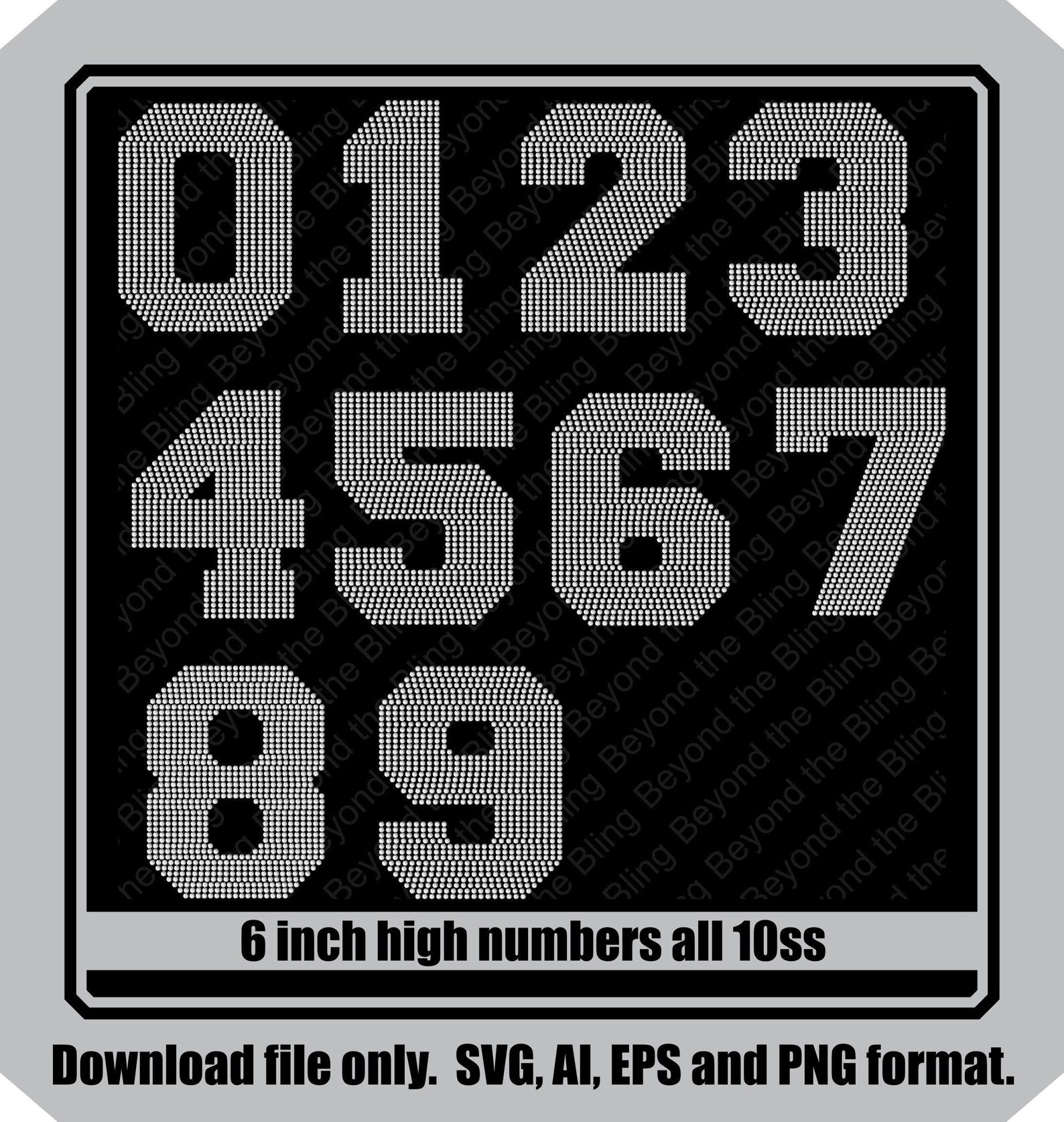 Rhinestone 6 Inch Numbers, SVG Instant Download, 6 Inch Bling Number ...