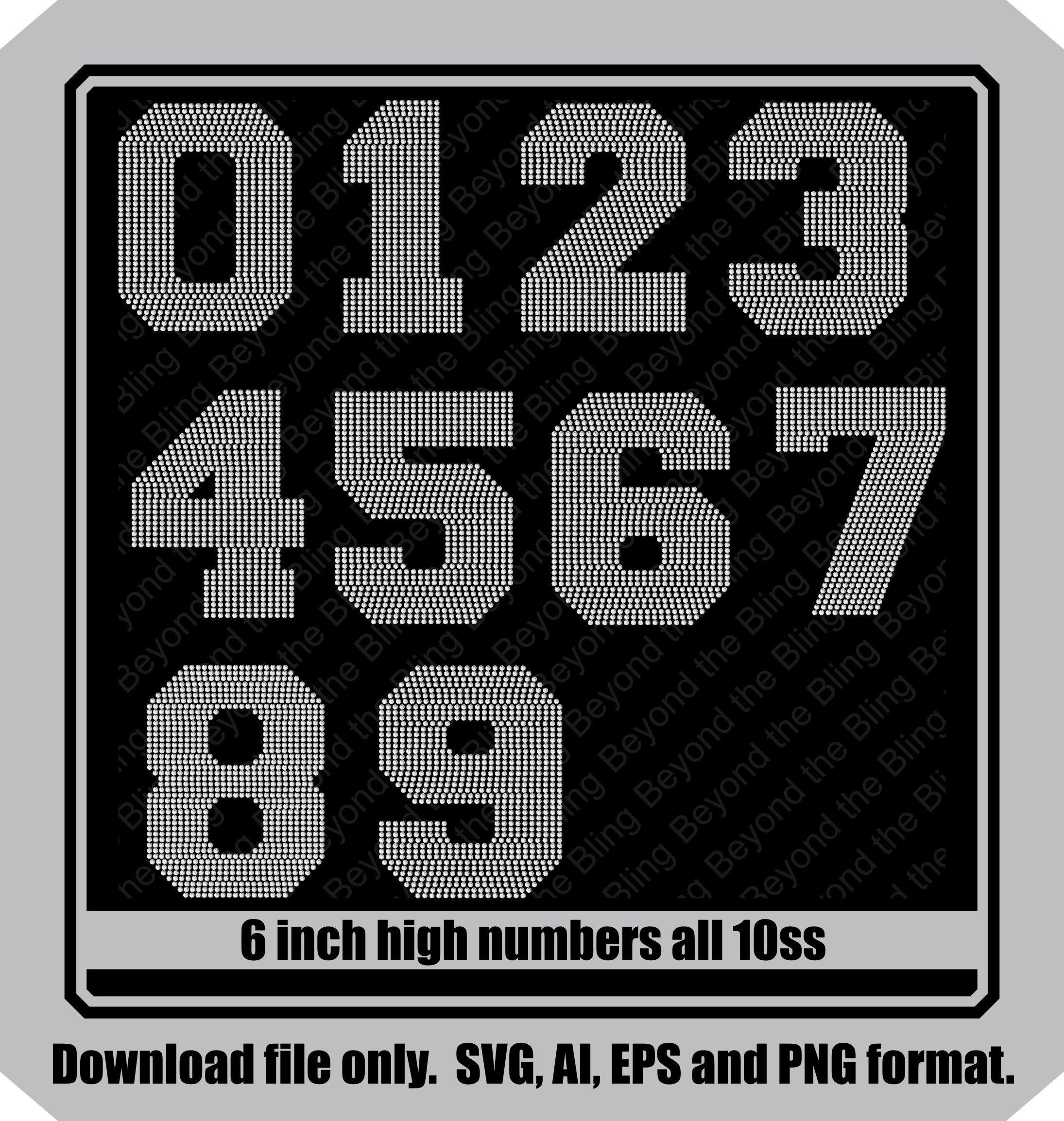 Rhinestone 6 Inch Numbers, SVG Instant Download, 6 Inch Bling Number ...