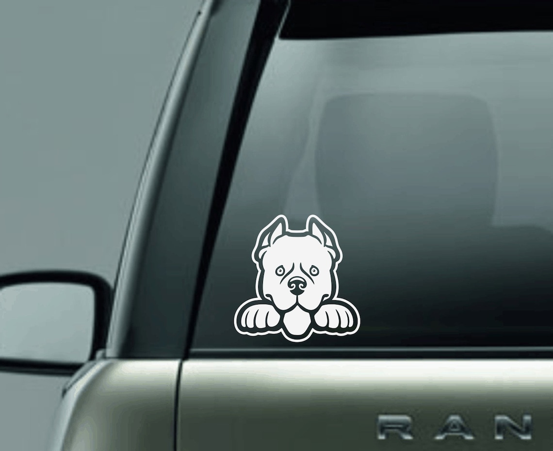 Peeking Dog Breed Car Window Decal, Dog Car Window Decal, Pitbull ...