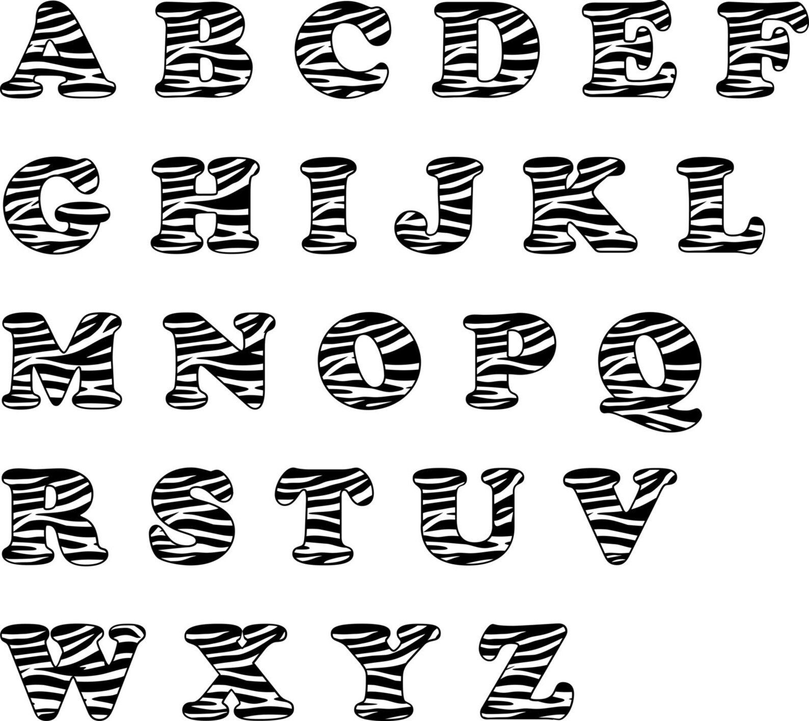 Zebra svg alphabet font zebra digital cut file letters zebra | Etsy