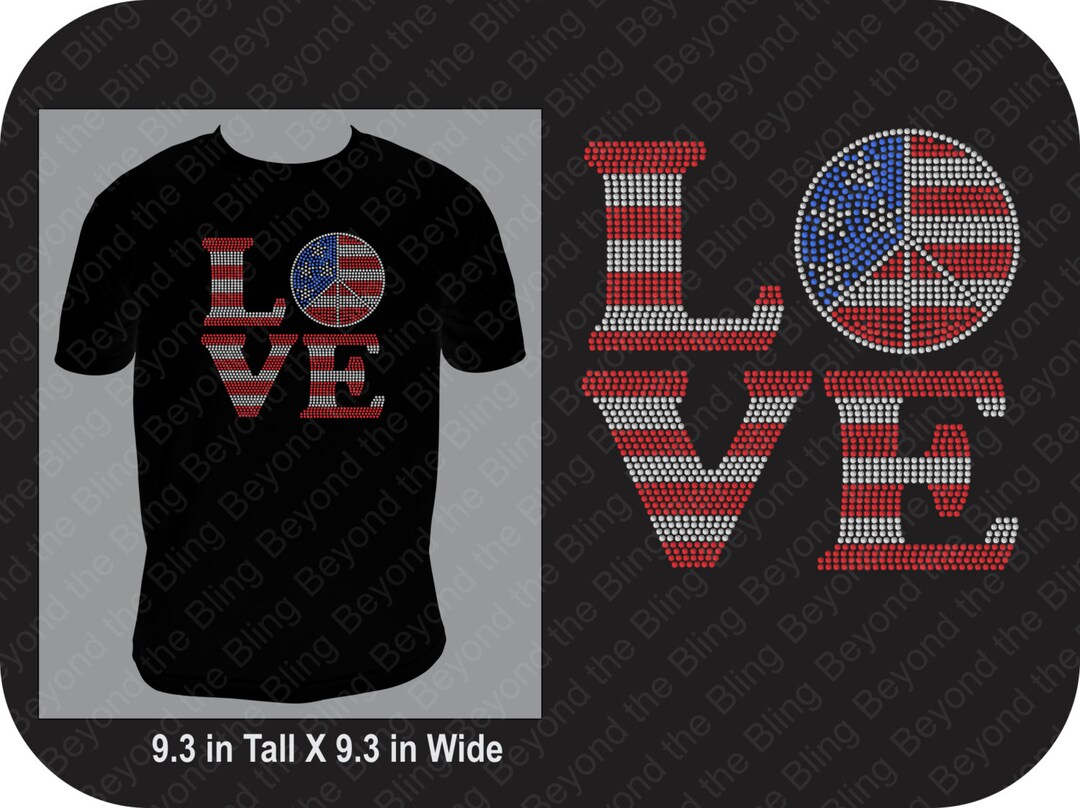 4th of July Flag Peace Rhinestone Bling Download Flag Peace - Etsy
