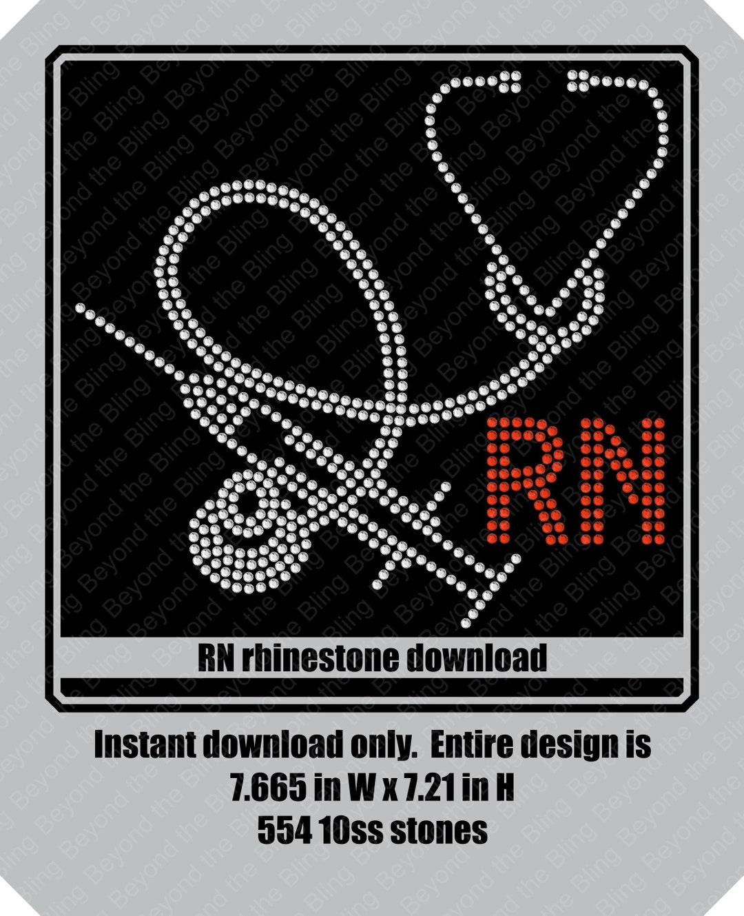 Rhinestone Nurse RN Instant Download Bling SVG File, Rhinestone RN ...