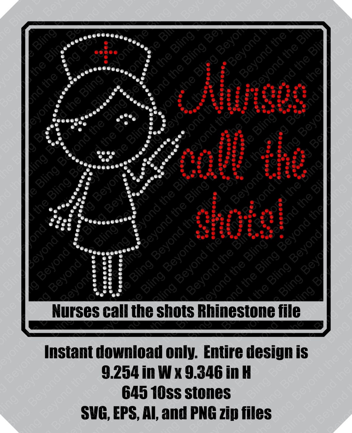 Nurse Rhinestone Bling Download Template Transfer RN Bling Download ...