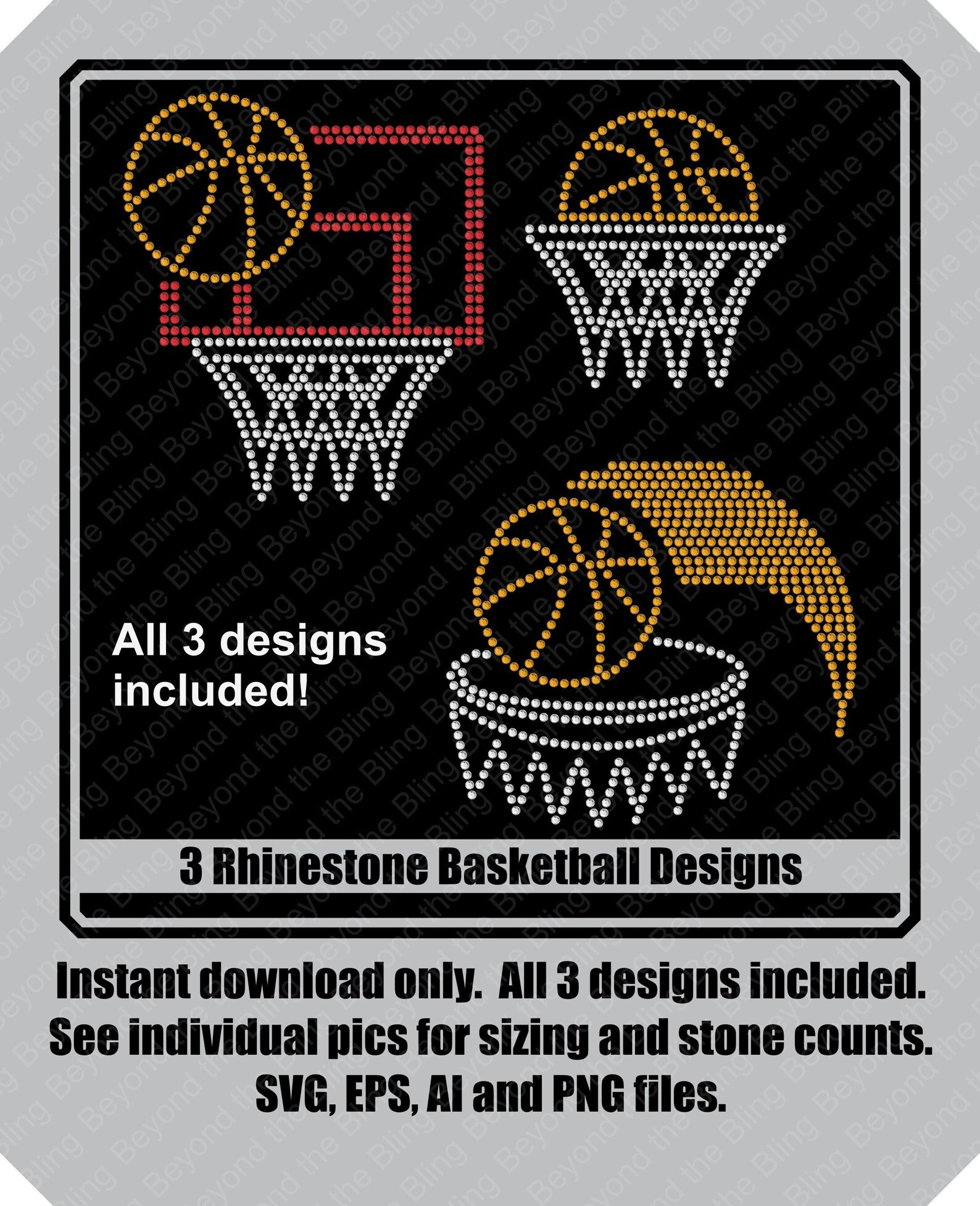 Rhinestone Basketball Template Bling Basketball Hoop Template ...