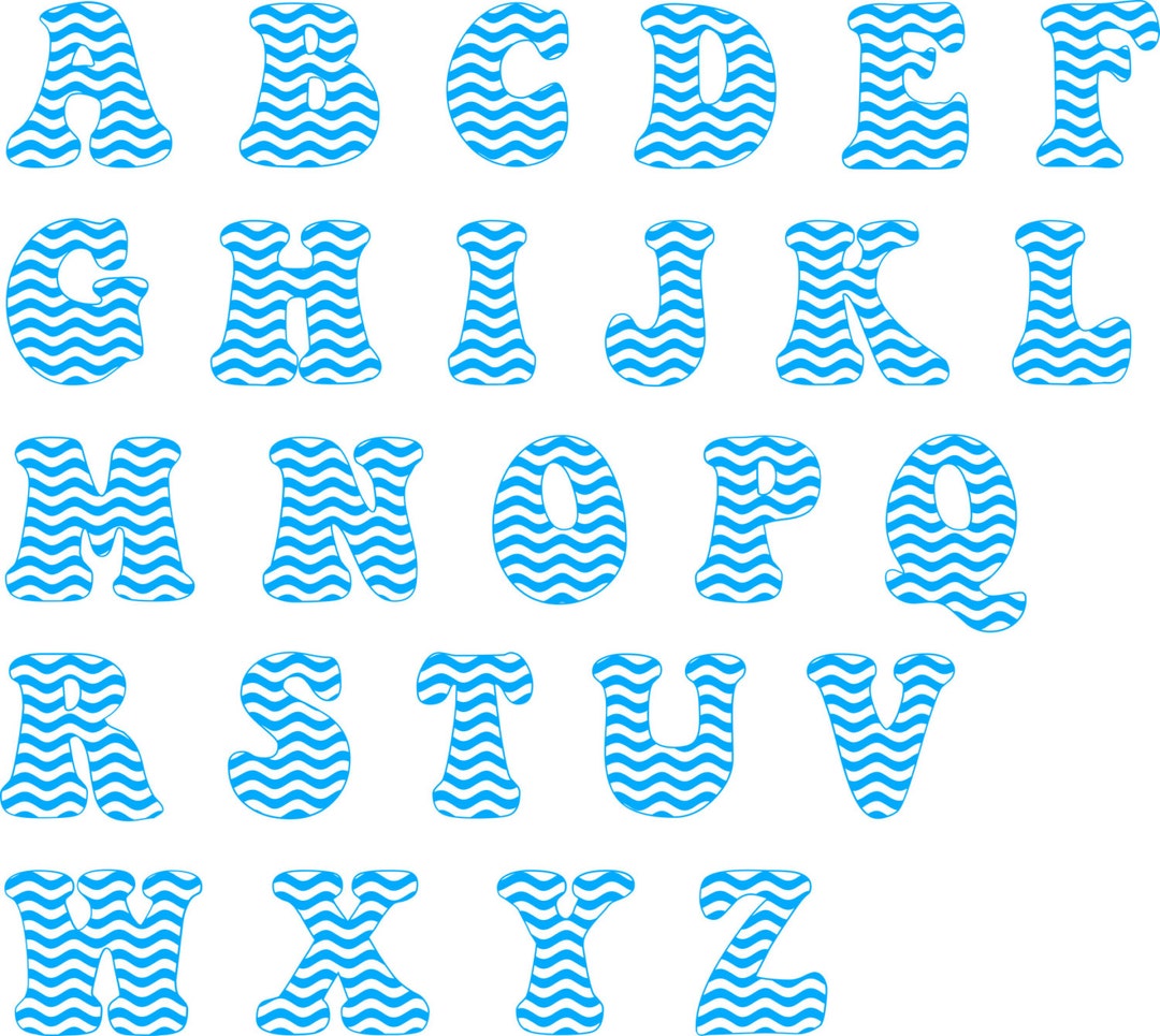 SVG Wavy Chevron Alphabet Digital Cut File Wavy Chevron Font - Etsy