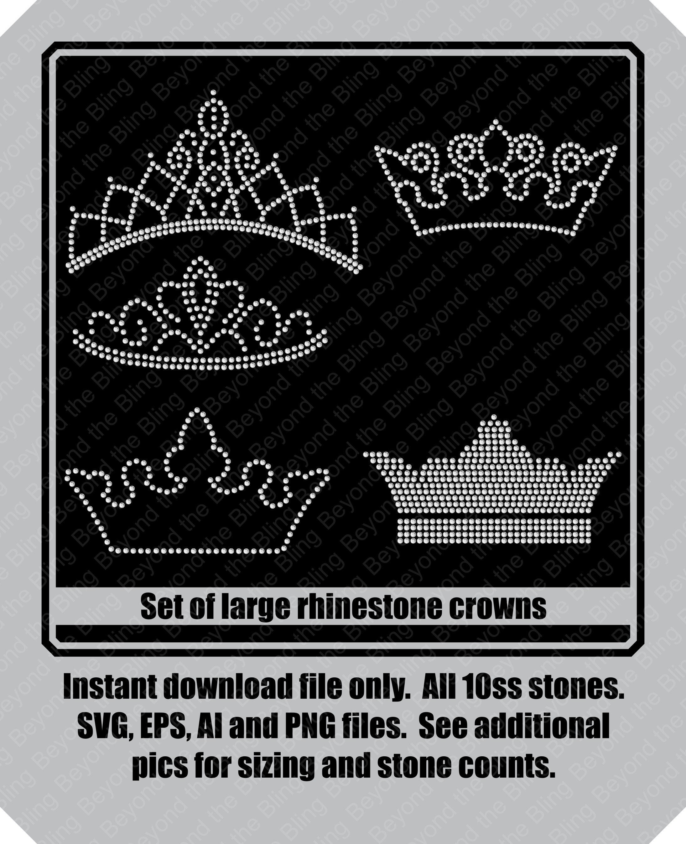 Rhinestone Large Crown Instant Download SVG Pattern, Set of Large Bling ...