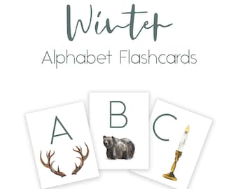 Watercolor Alphabet Cards WINTER THEMED - Etsy