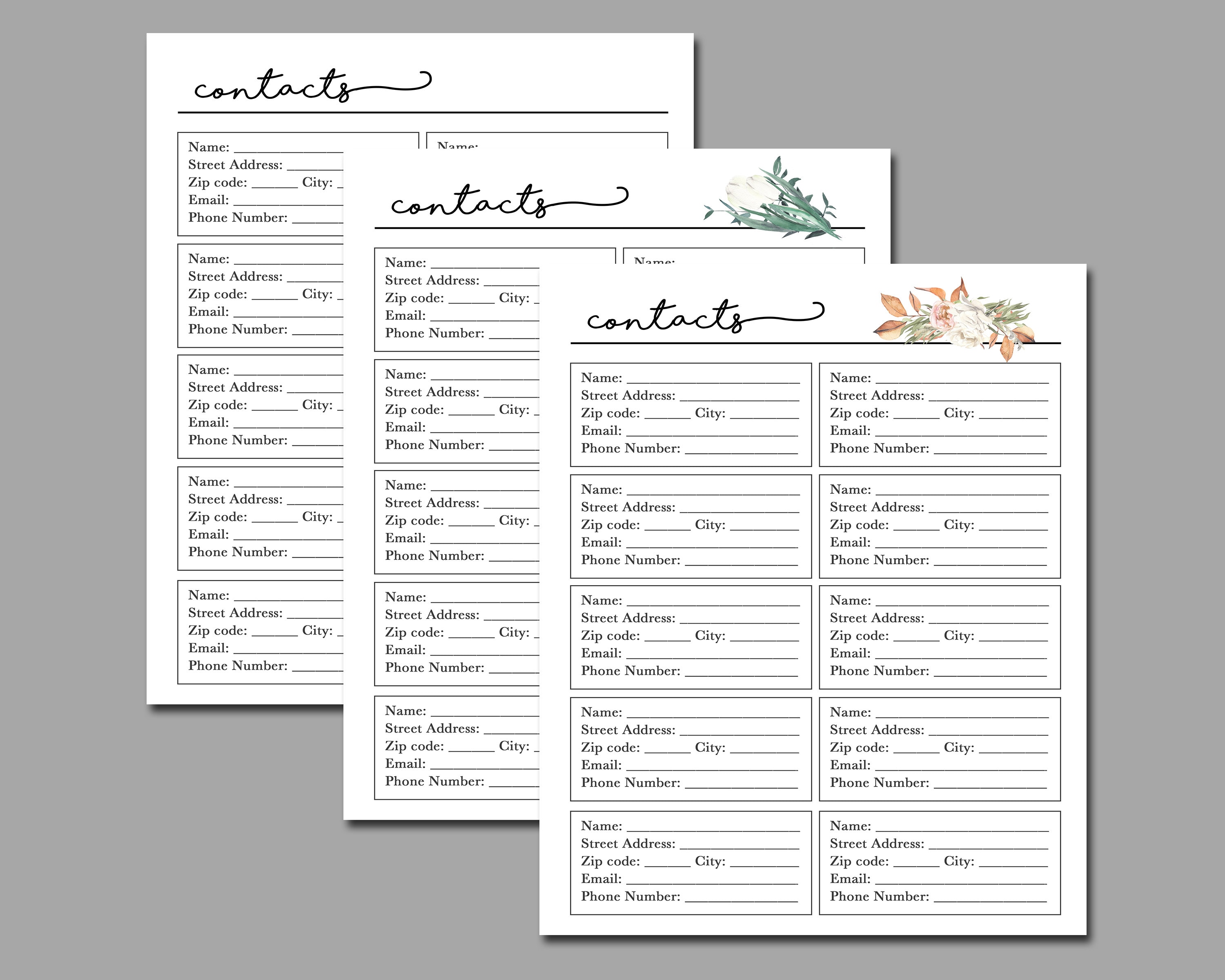 Phone Book Page Template