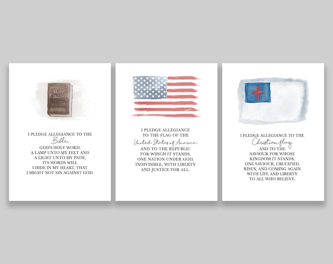 Pledge of Allegiance Print Bundle // United States, Christian Flag, and ...