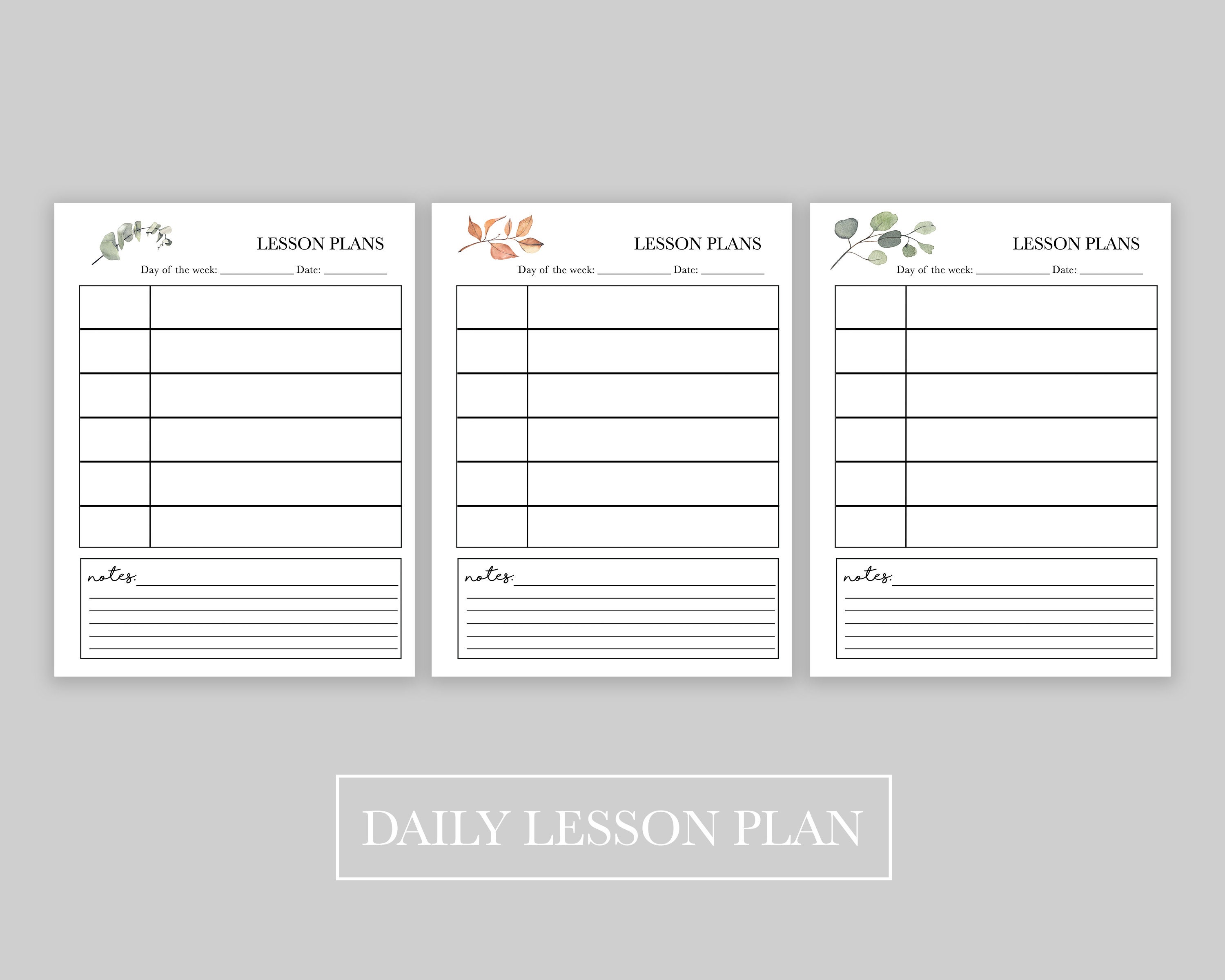 Daily Lesson Plan Page // Three Versions - Etsy