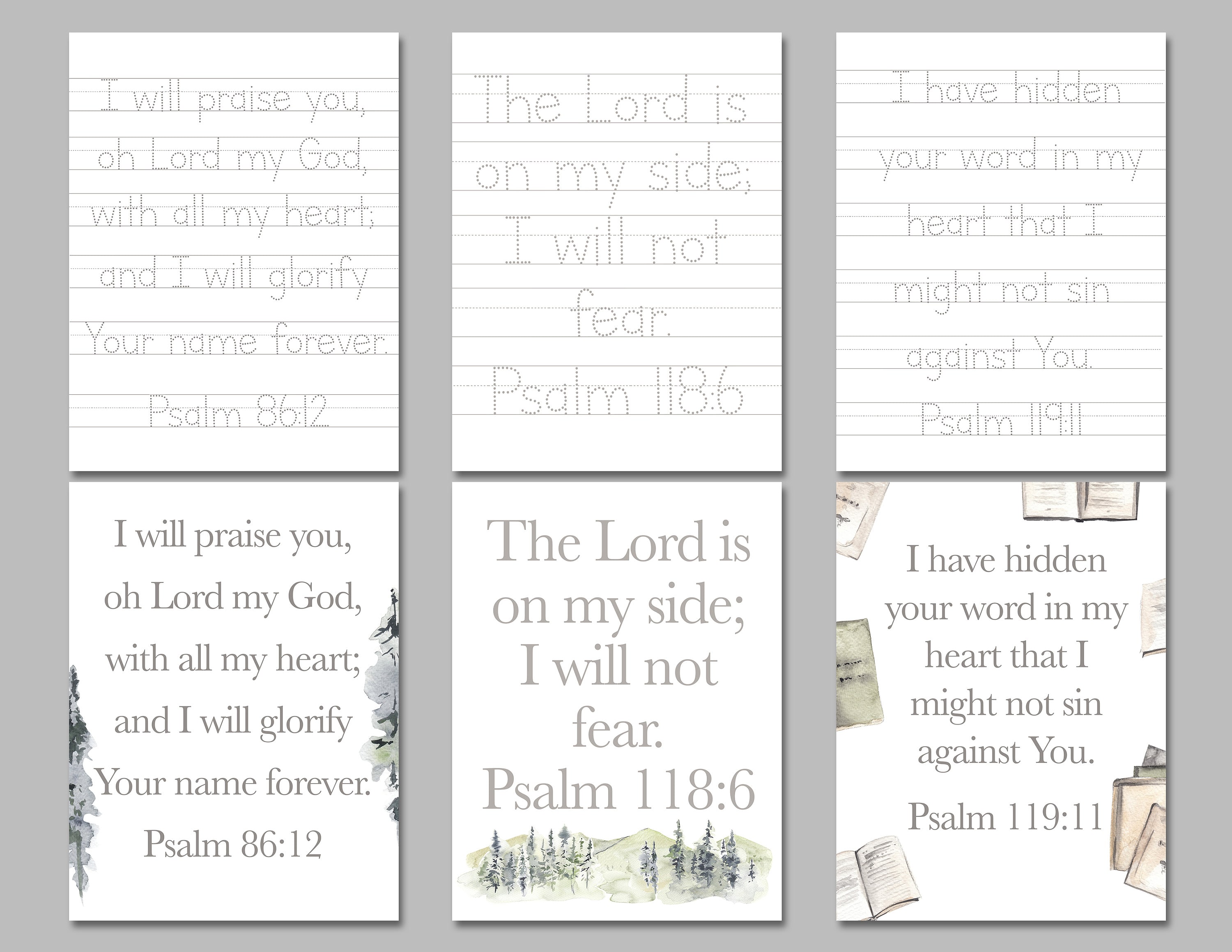 Tracing Worksheets I // Bible Verses // Handwriting Practice | Etsy