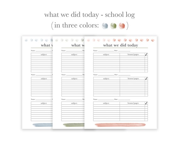 What We Did Today // School Lesson Log | Etsy