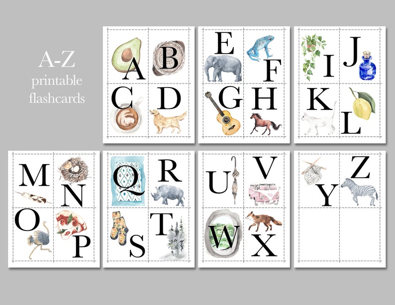 Alphabet Flashcards Uppercase // Printable - Etsy