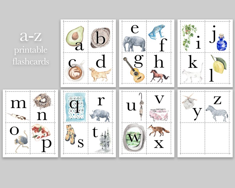 Alphabet Flashcards Lowercase // ABC Flash Cards - Etsy