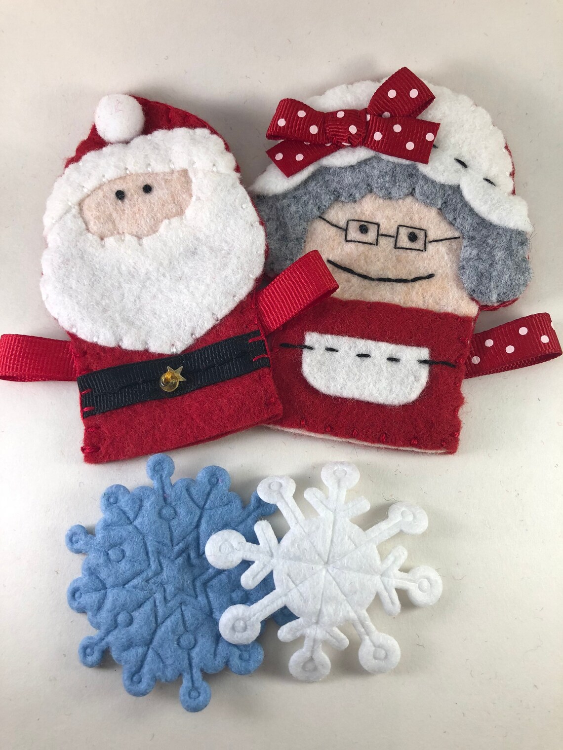 Christmas Finger Puppets Santa Mrs Claus Winter Puppet - Etsy